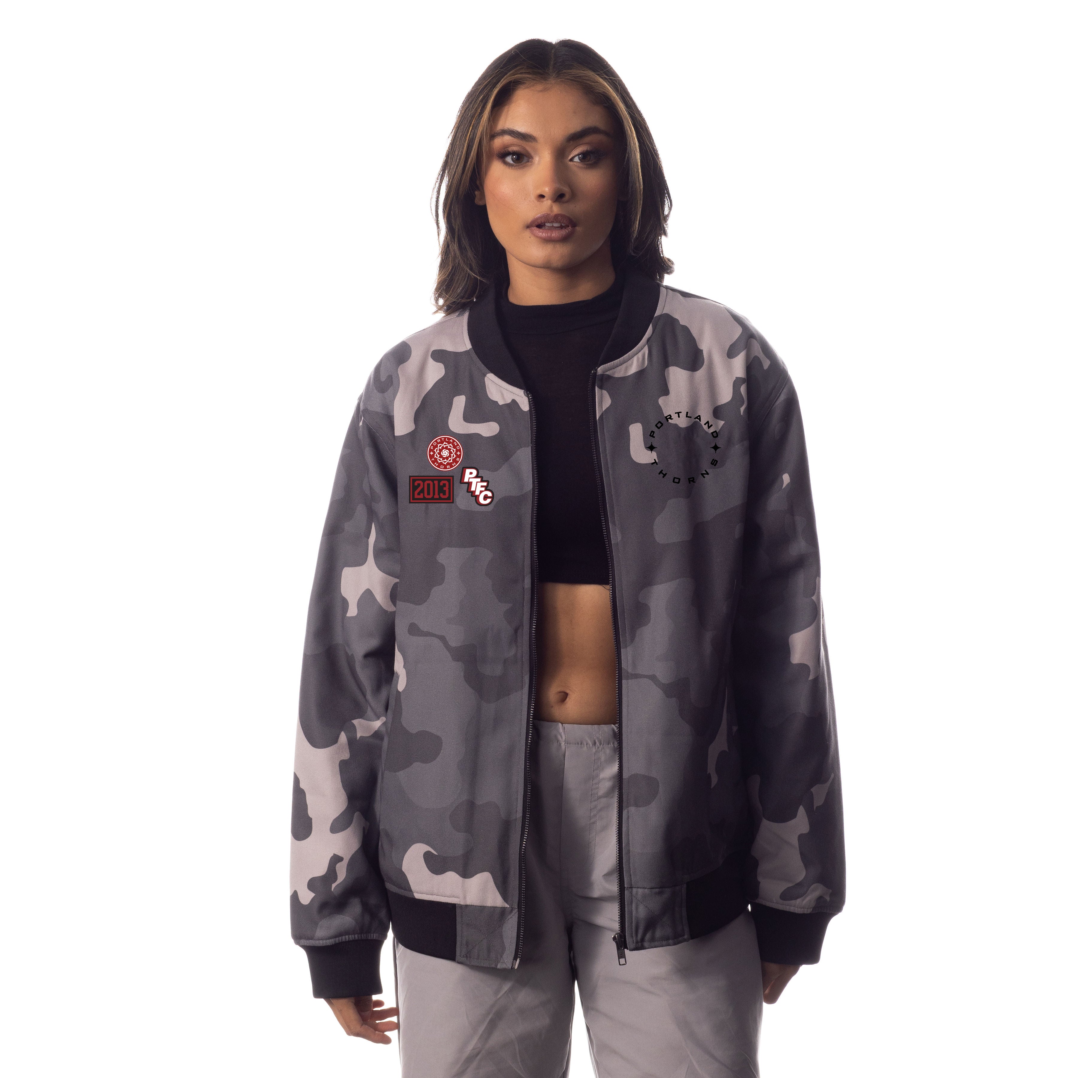 THORNS FC UNISEX LONG SLEEVE CAMO BOMBER JACKET – PTFC Authentics