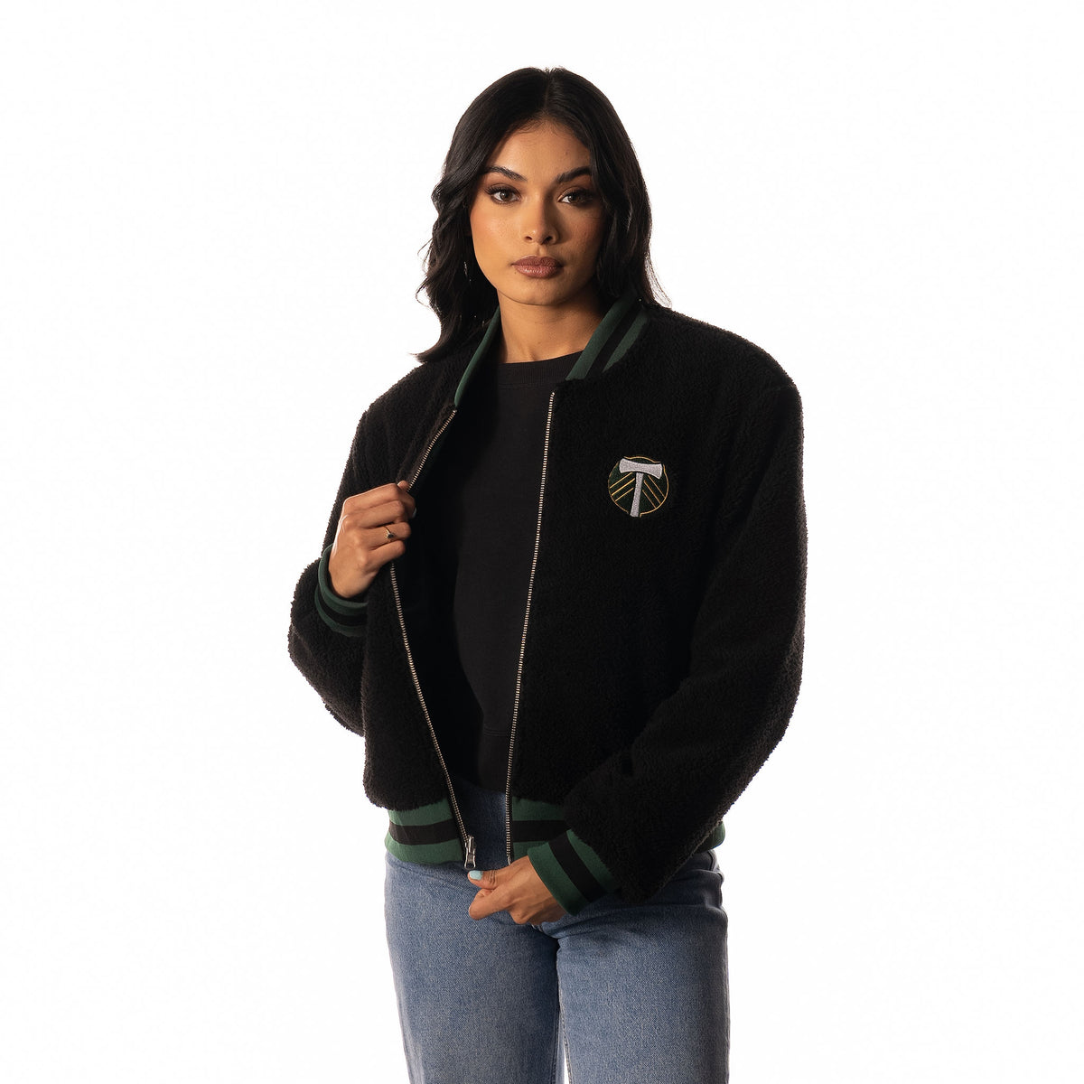 PORTLAND TIMBERS FC WOMEN'S LONG SLEEVE SHERPA BOMBER JACKET – PTFC ...