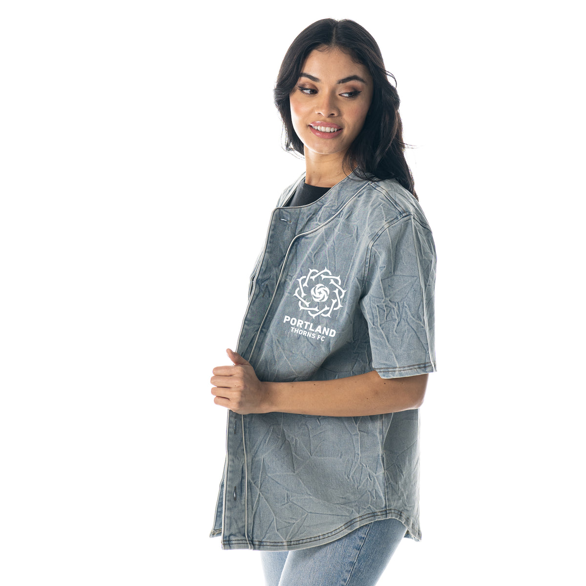 PORTLAND THORNS FC MEN'S DENIM BUTTON UP SHIRT – PTFC Authentics
