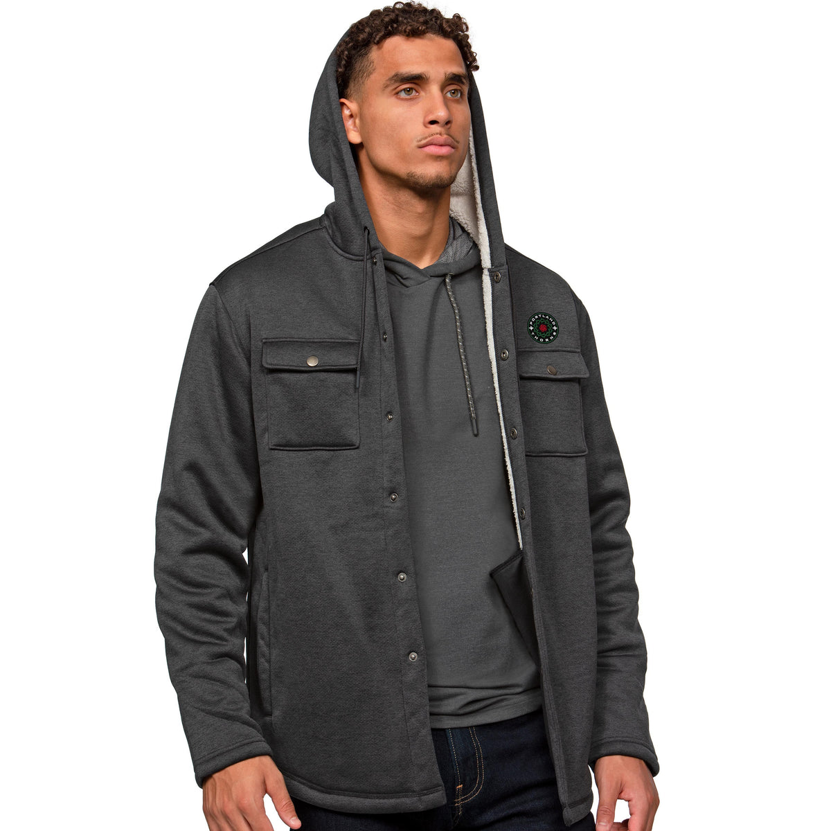PORTLAND THORNS FC MEN'S BOND LONG SLEEVE SNAP HOODED JACKET – PTFC ...
